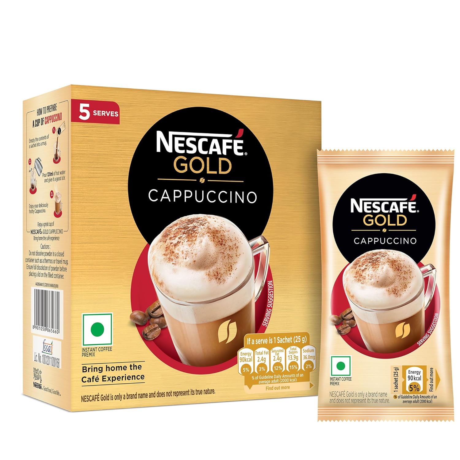SmartQuick | Nescafe Gold Cappuccino Instant Coffee Premix Powder, 125 ...